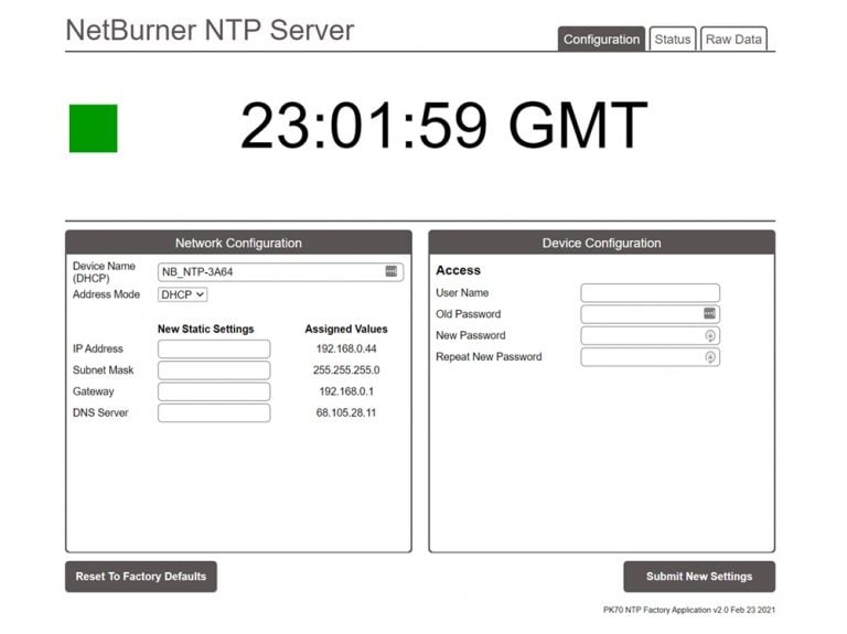 PK70 EX NTP Network Time Server - NetBurner